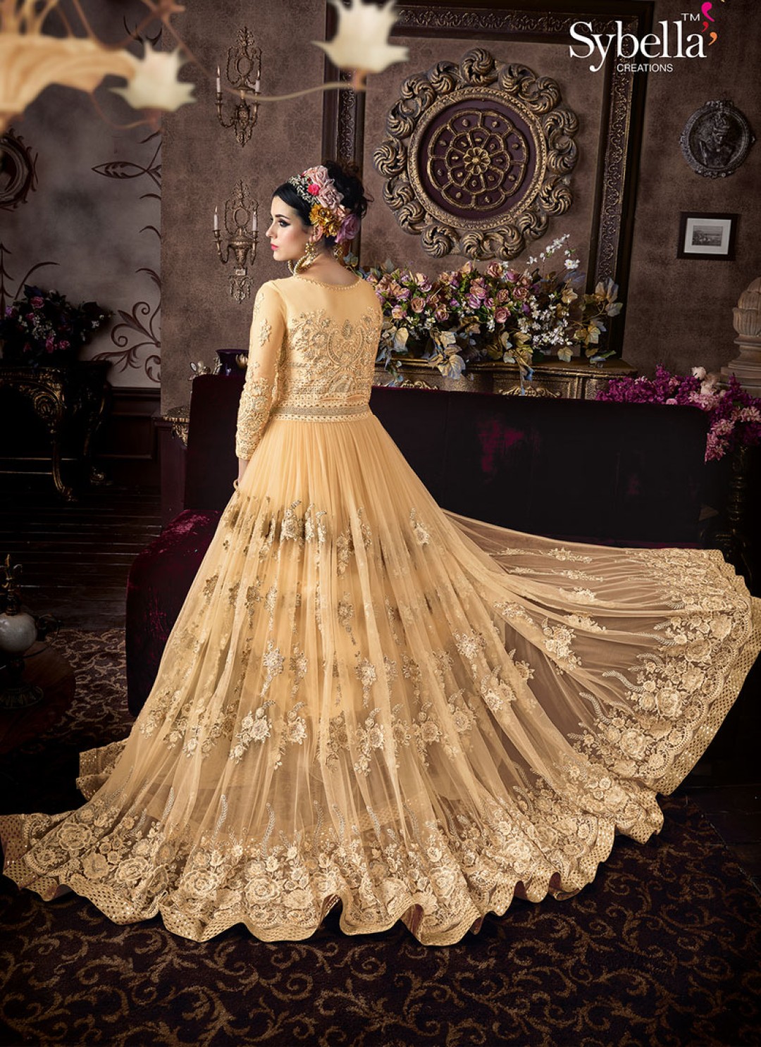Online Shoppin For Yellow Net Gown Style Anarkali Sybella-106 By ...